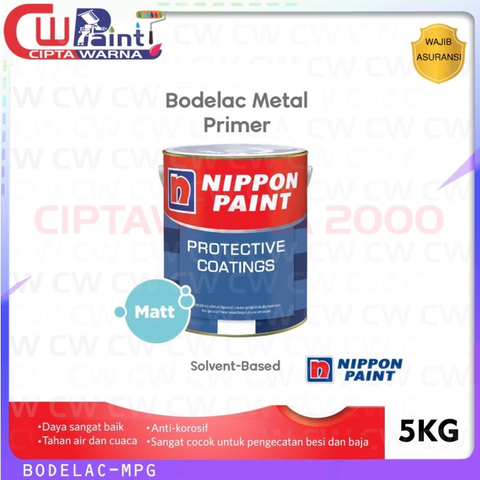 Jual $$] Bodelac Metal primer Nippon Paint Cat dasar meni besi dan baja 5KG | Shopee Indonesia
