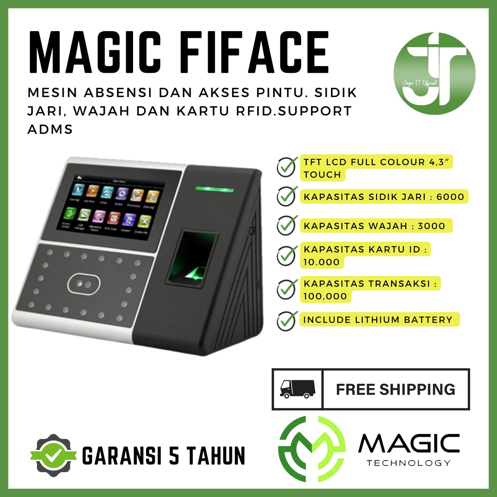 Jual Mesin Absensi | Mesin Absen Sidik Jari | Wajah | Kartu dan PIN Magic Fiface | Shopee Indonesia