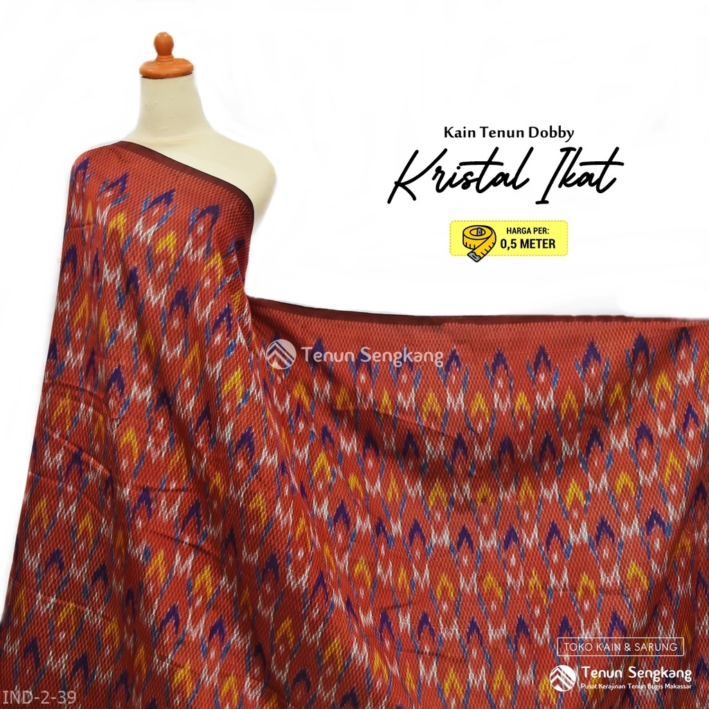 Jual Kain Tenun Dobby Ikat Sutra Bugis Makassar Marun - Tenun Sengkang IND-2-39 (Harga Per 0,5 ...