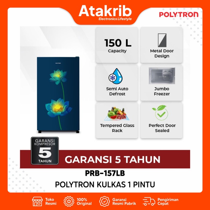 Jual POLYTRON KULKAS 1 PINTU PRB-157LB / PRB 157LB Beauty Steel 150 ...