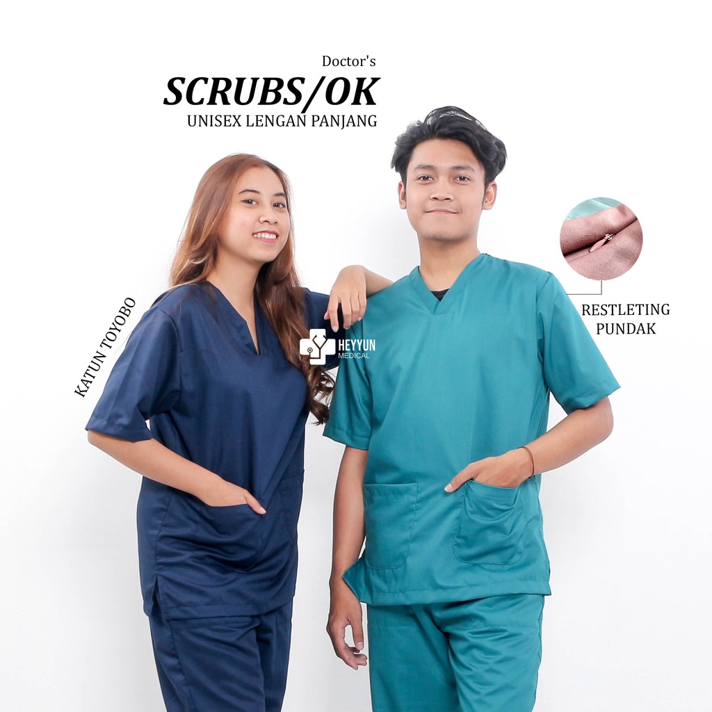 Jual [FREE BORDIR NAMA] Scrub Medis Baju Seragam Perawat OK Lengan ...