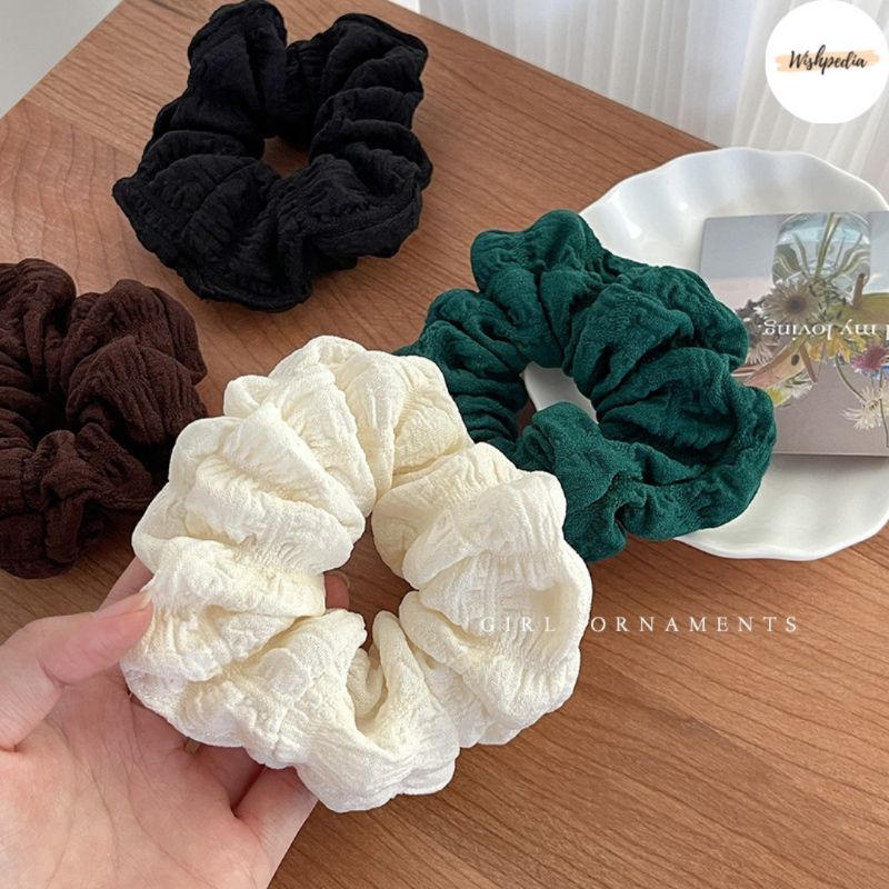 Jual korean scrunchie / ikat rambut ala wanita korea / karet scrunchies ...