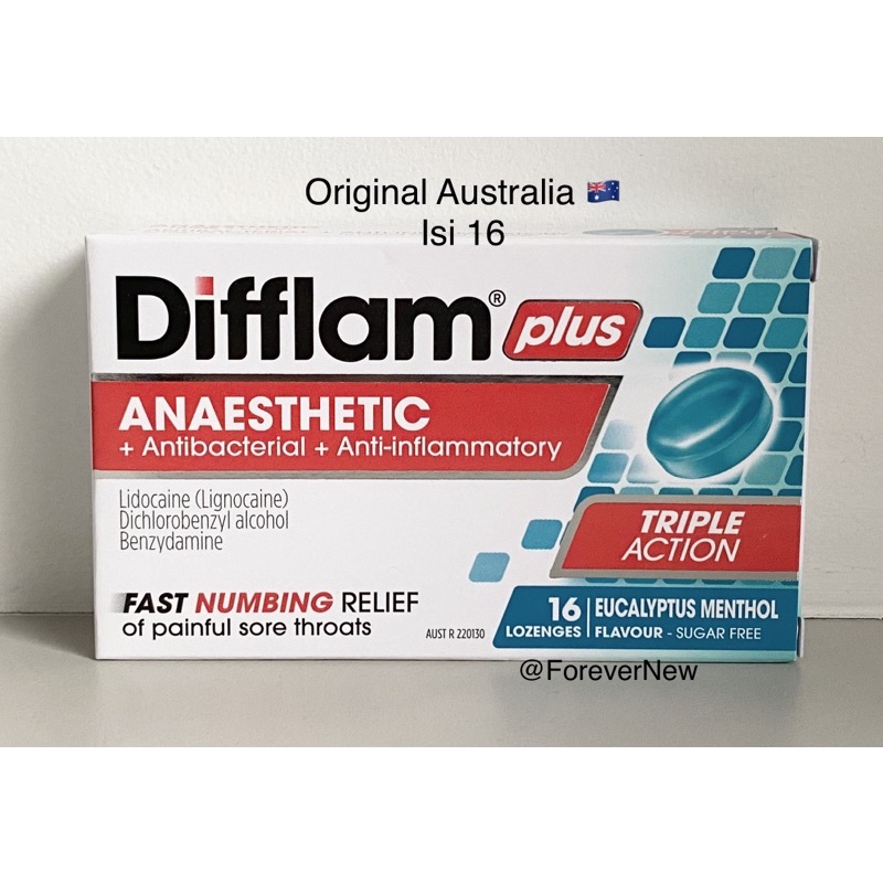 Jual Difflam Plus Sore Throat Lozenges isi 16 Sugar Free - Eucalyptus ...