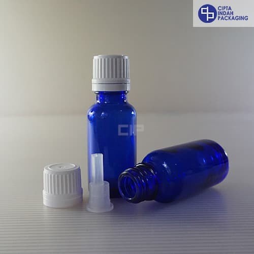 Jual BOTOL KACA 20 ML BIRU - TUTUP FILLER PUTIH | Shopee Indonesia