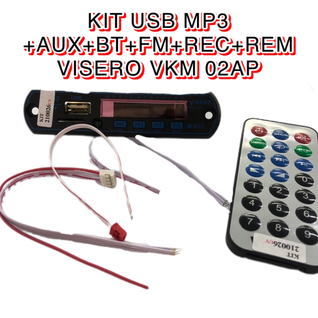 Jual KIT USB MMC MP3 +AUX+BT+FM+REC+REM VISERO VKM 02AP | Shopee Indonesia