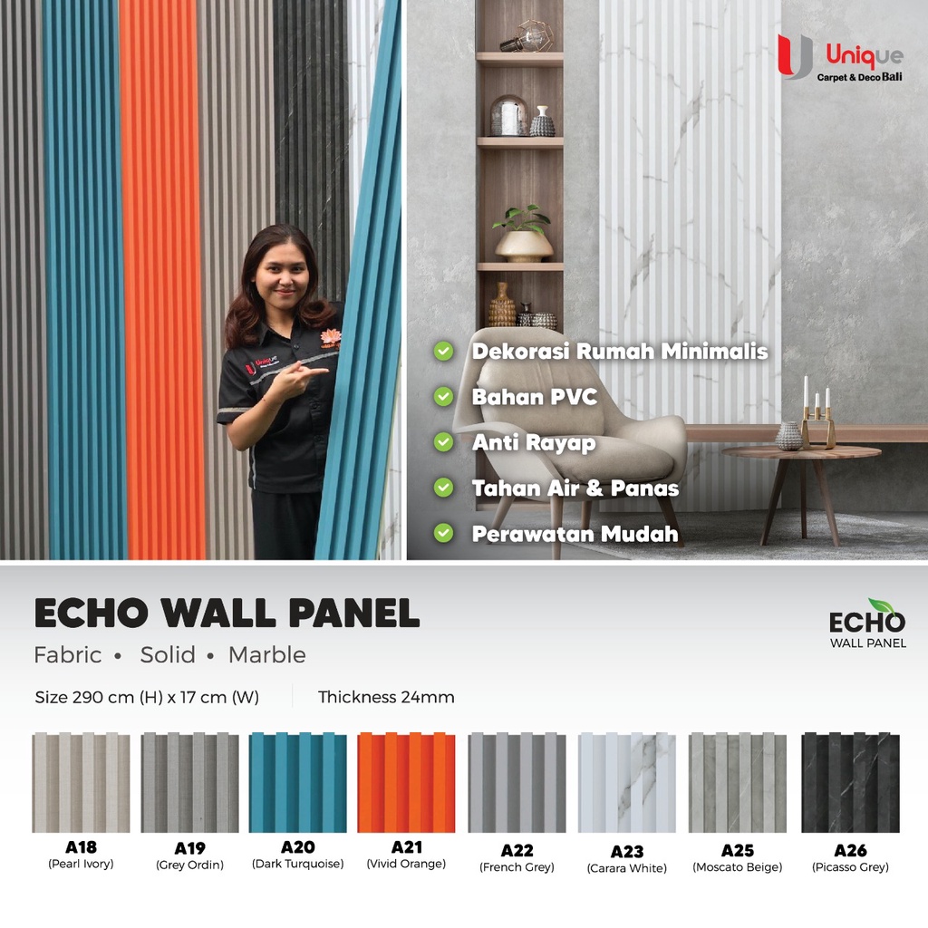 Jual Echo PVC Panel Solid Series / Wallpanel Kisi-Kisi PVC Dekorasi ...
