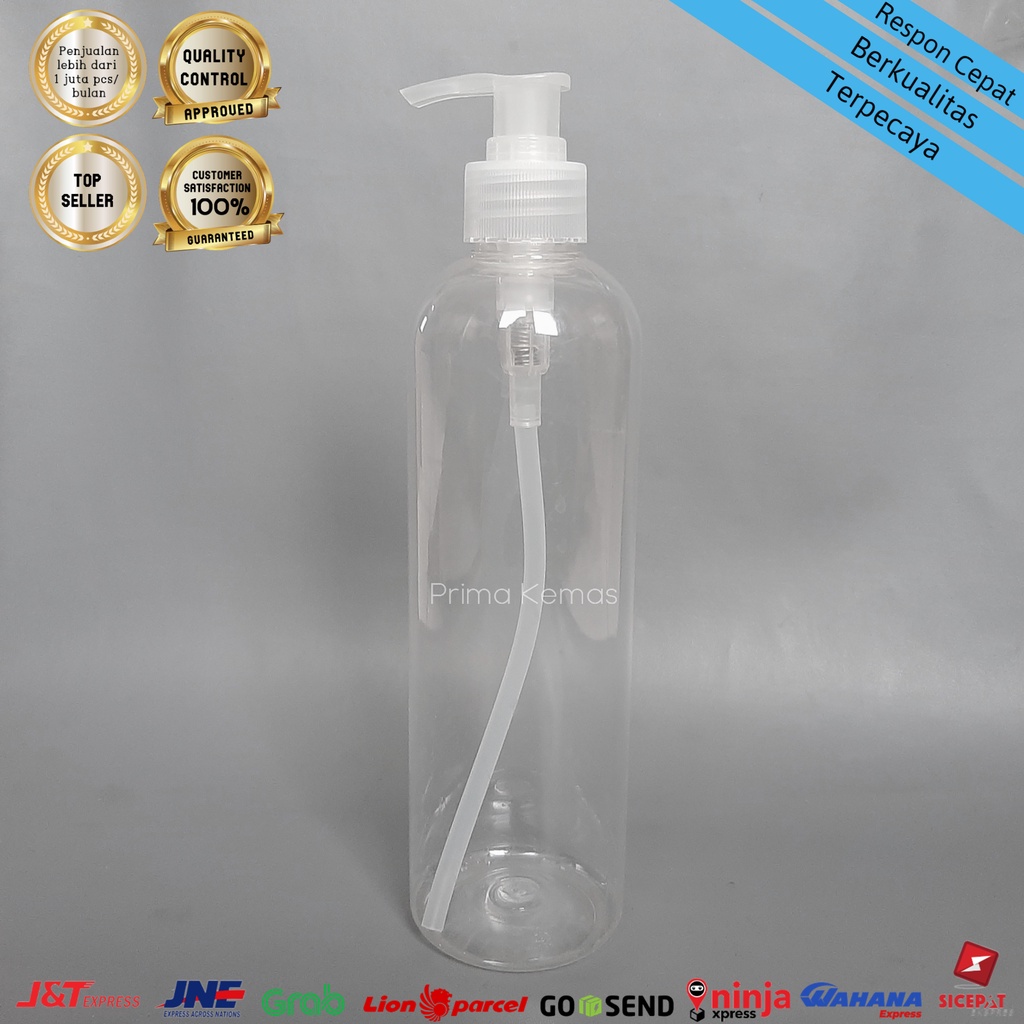 Jual Botol Pump 500 ml - botol sabun - botol sanitizer - PET 500 ml Pump Lotion Natural | Shopee ...