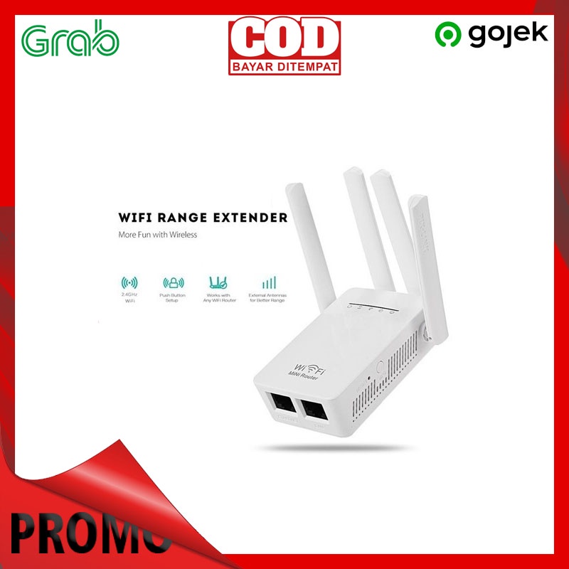 Jual Bayar Ditempat - COD Wireless Extender Penguat Sinyal Router Wifi Repeater 300mbps 4 Antena ...