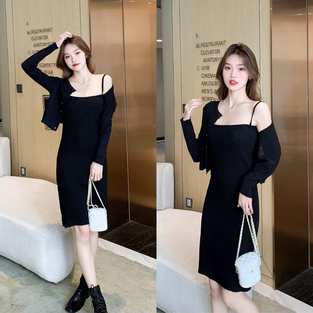 Jual LOOWEAR SETELAN RAJUT IMPORT PREMIUM DRESS DENGAN CARDIGAN 2IN1 TERBARU WANITA KOREA 3705 ...