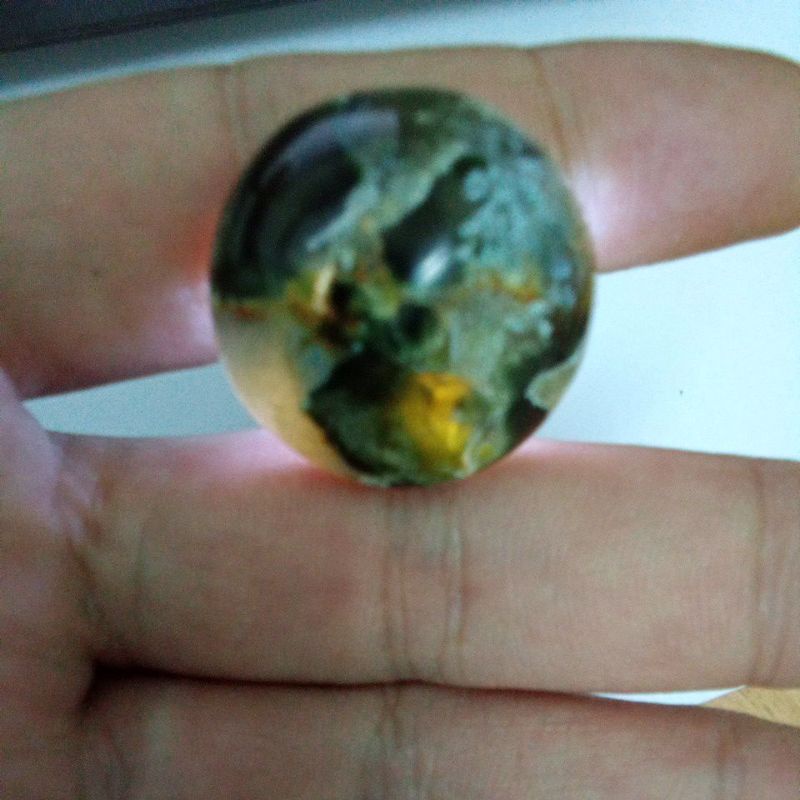 Jual Natural Agate Stone Batu Klawing Lumut Hijau | Batu Creamy Eye of ...