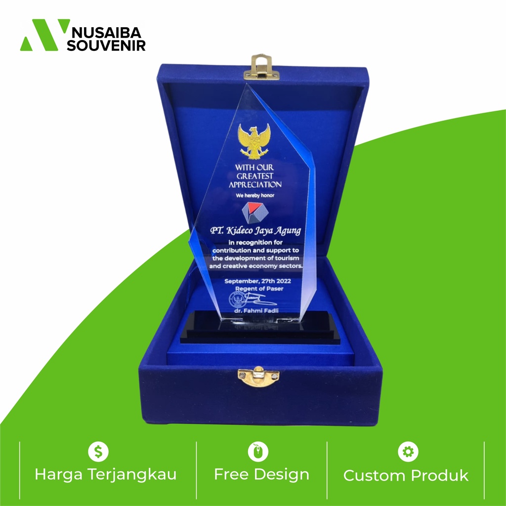 Jual Plakat Akrilik + Box Bludru KUALITAS PREMIUM Laser dan Print UV ...