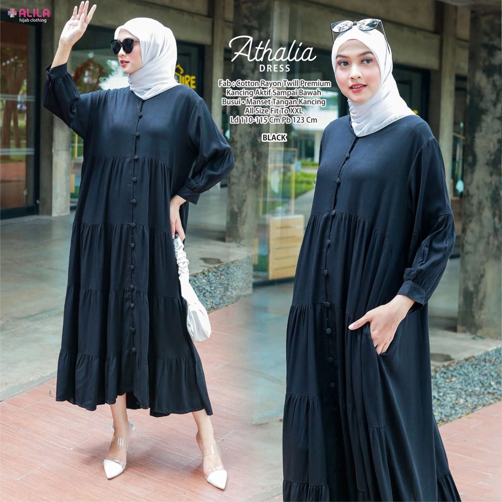 Jual ATHALIA DRESS ALILA/ TRISILIA DRESS ALILA TERMURAH GAMIS POLOS ...