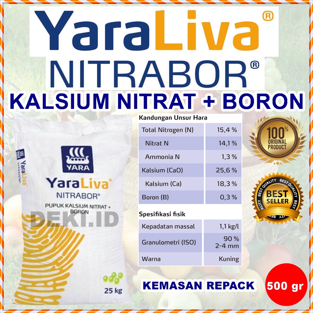 Jual Nitrabor Kalsium Nitrat Plus Boron Pupuk Calcium YaraLiva Kemasan Repack 500 gr Karate ...