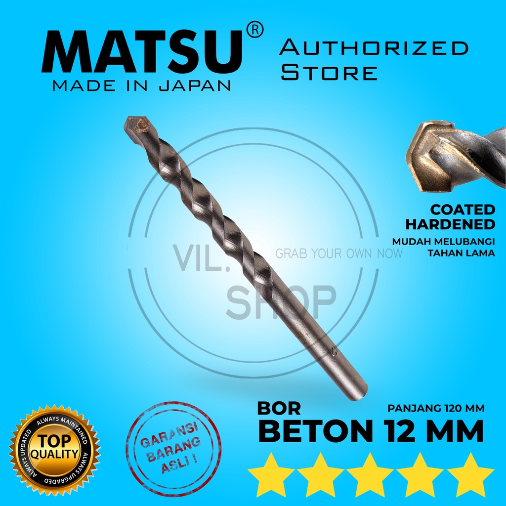 Jual MATA BOR BETON 12 MM MATSU PREMIUM JAPAN JORAN MASONRY DRILL BIT 12 x 120 MM MATA BOR ...