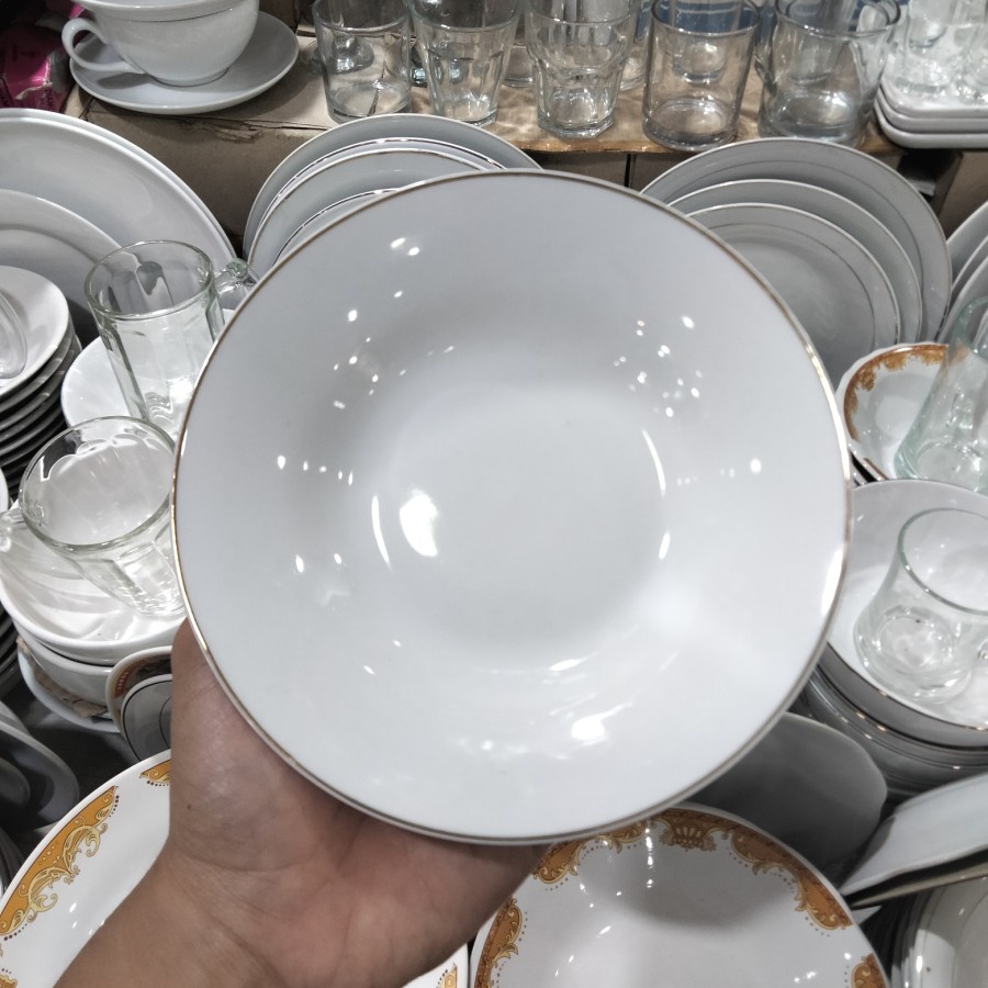 Jual Piring Cekung 6" Piring Keramik 6" / 15cm Lis Emas Piring Tatak ...