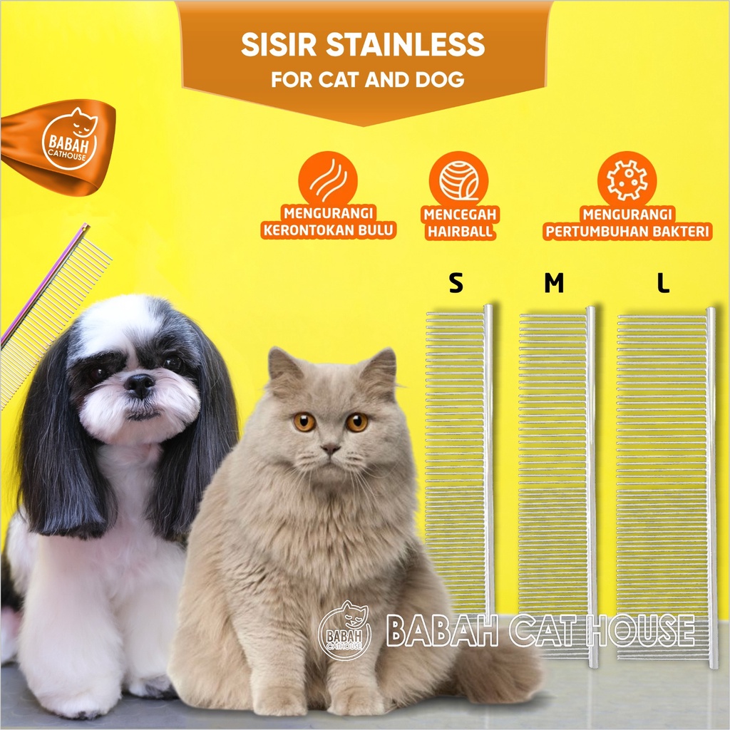 Jual SISIR STAINLESS PANJANG Grooming Kucing Anjing Anti Kutu Bulu ...