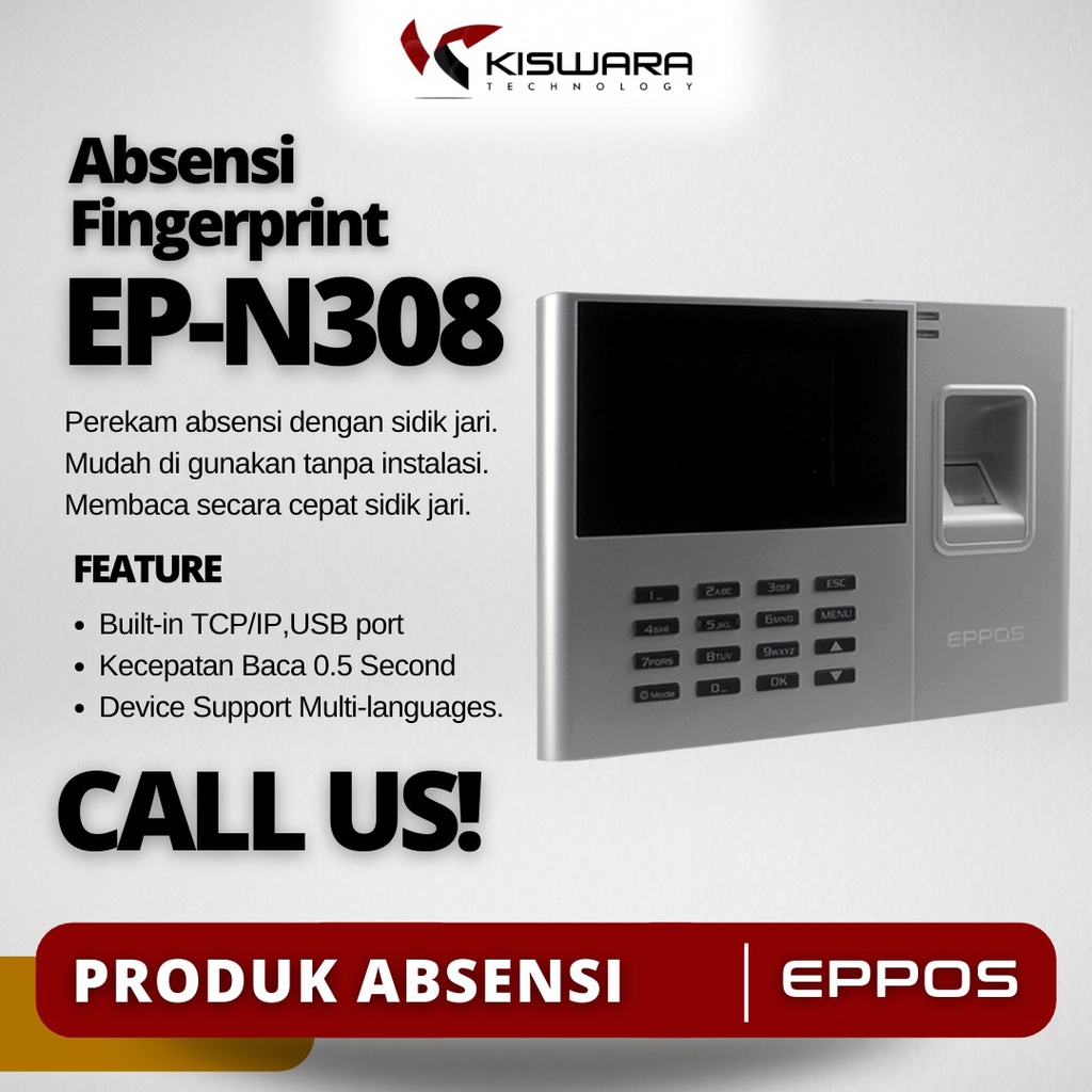 Jual Mesin Absensi EPPOS Fingerprint Attendance TCP-IP WIFI RFID Webbase EP-N308 | Shopee Indonesia
