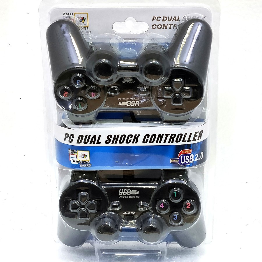 Jual Gamepad double hitam x-shock pc Usb 2.0 game pad double joystick k ...