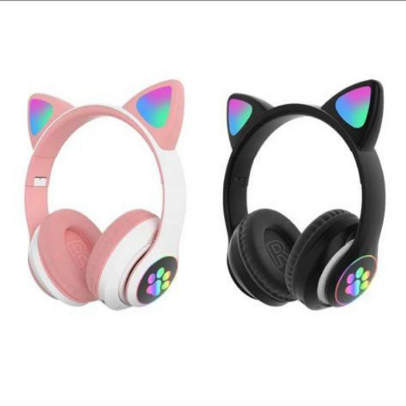 Jual HEADPHONE BANDO CAT MZ-023 LED TELINGA KUCING HEADSET WIRELESS ...