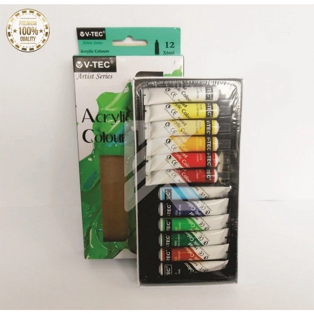 Jual Cat Acrylic Vtec 6Ml 12 warna Cat Acrilic Vtec 6ml Cat Akrilik Vtec | Shopee Indonesia