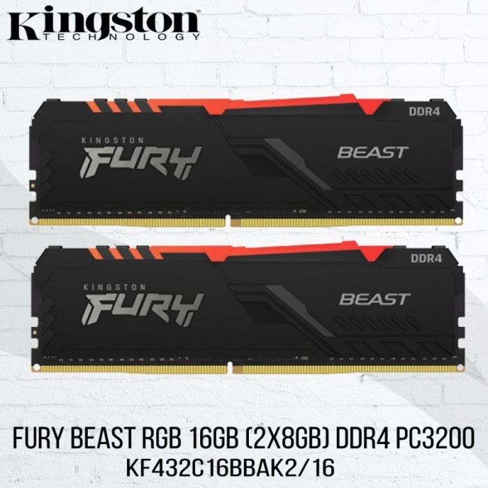 Jual KINGSTON FURY BEAST DDR4 16GB (2x8GB) 3200MHZ RGB - KF432C16BBAK2/16 | Shopee Indonesia