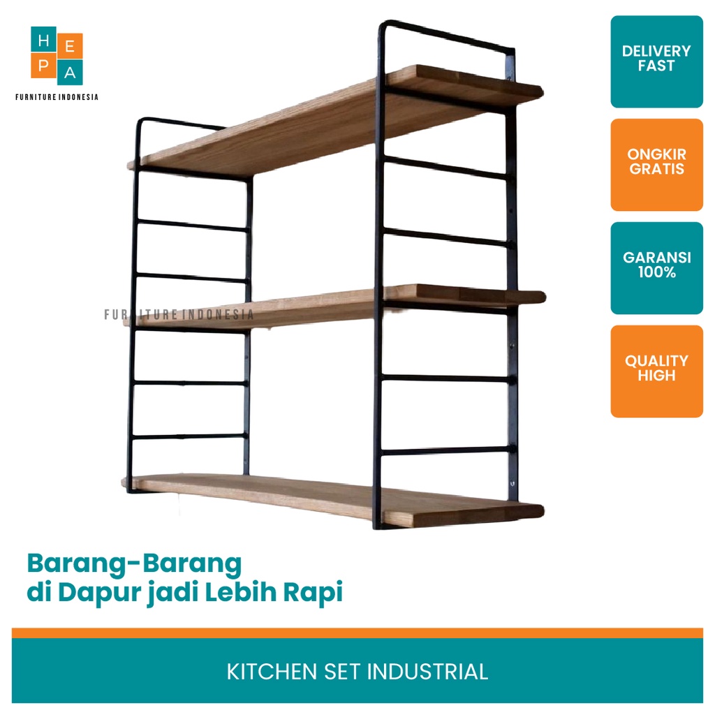 Jual Rak Susun Kayu Papan Ambalan Kitchen Set Atas Tempat Bumbu ...