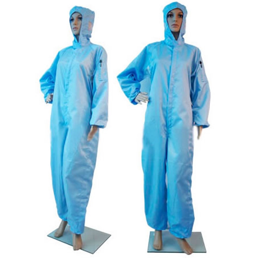 Jual ESD JUMPSUIT WITH HOOD Colour : White/Sky Blue, Motif : Grid/Strip ...