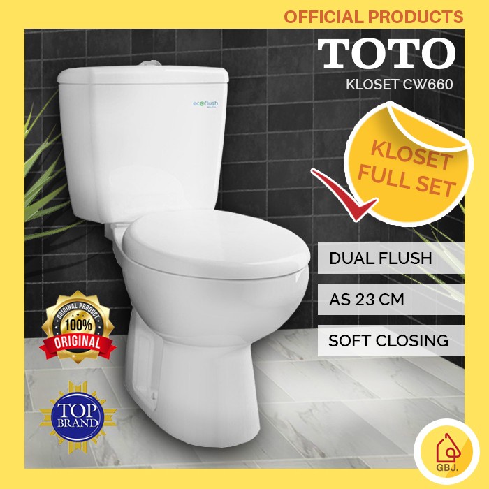 Jual KLOSET DUDUK TOTO CW660J AS 23 CM DUAL FLUSH SOFT CLOSING / KLOSET ...