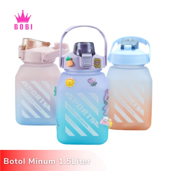 Jual BOBI - Botol Minum Kotak 1500ML kode 2107 / Botol 1.5L VIRAL Warna ...