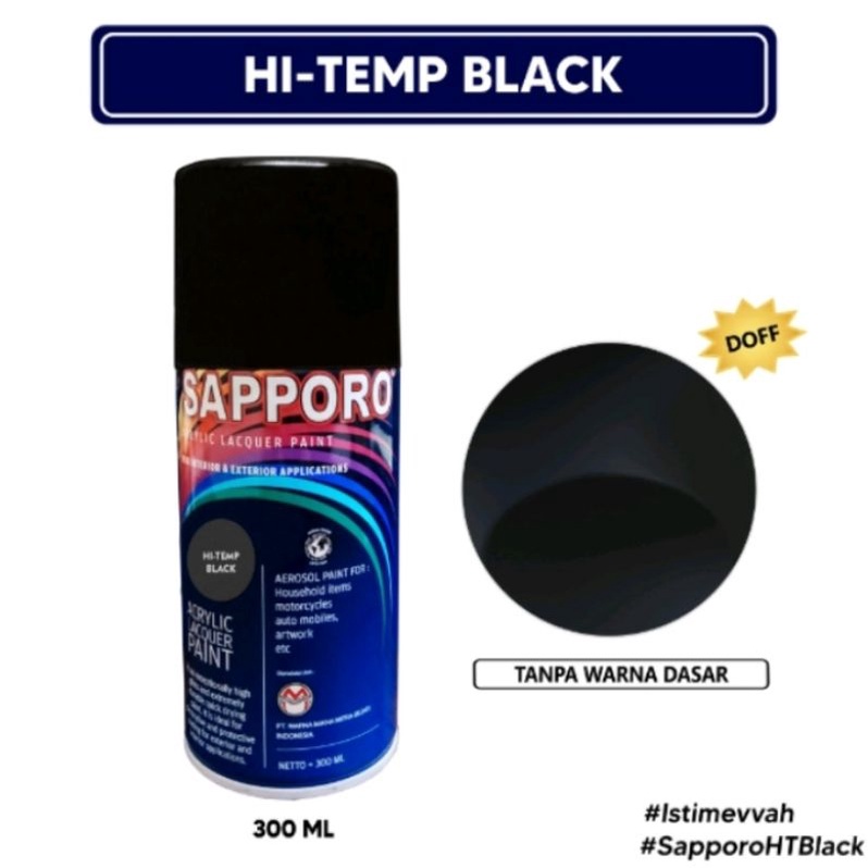 Jual Saporo SAPPORO HI-TEMP Black 300ml Hitam Cat Semprot Spray Motor ...