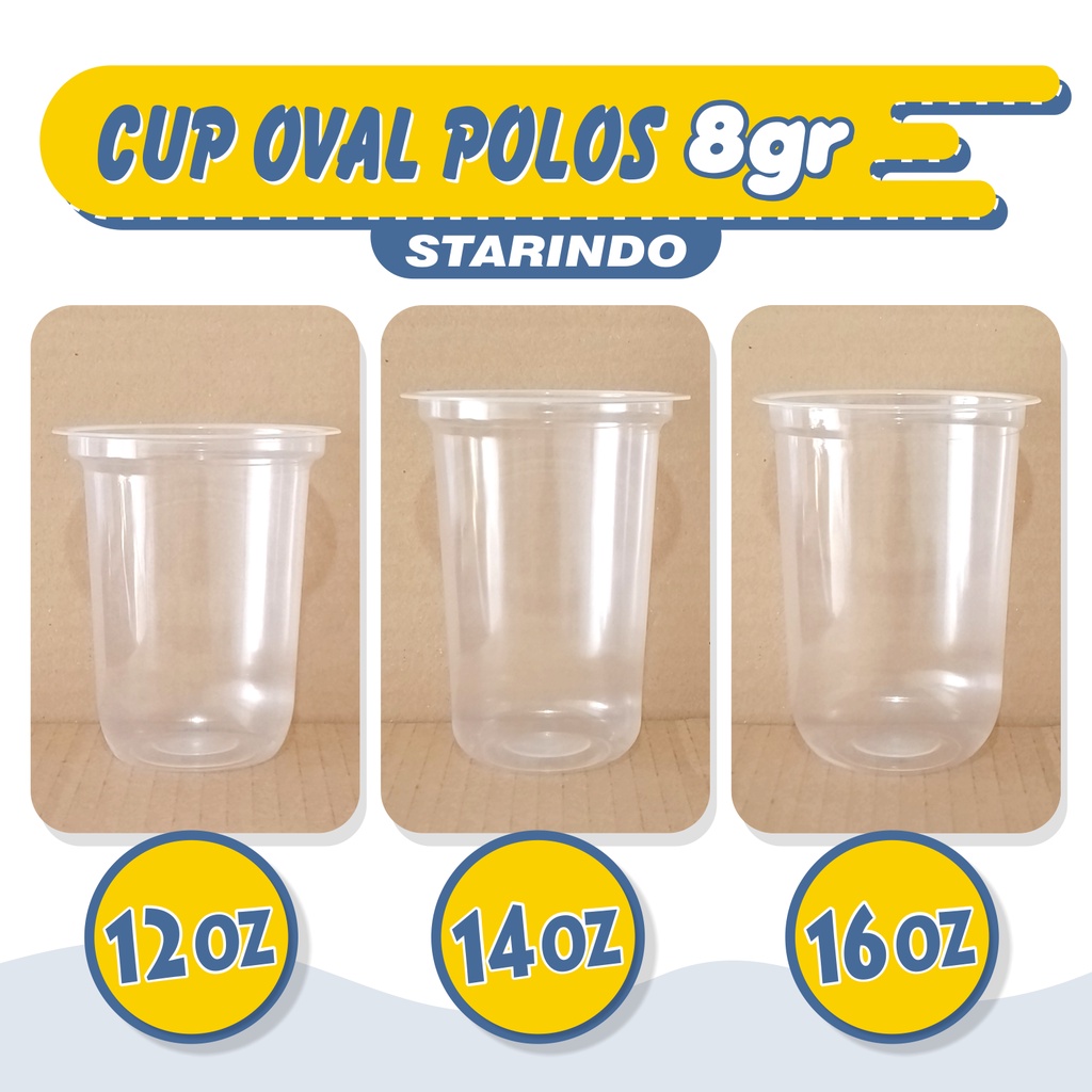 Jual CUP OVAL (2 PACK) 12oz 14oz 16oz STARINDO (POLOS) | Shopee Indonesia