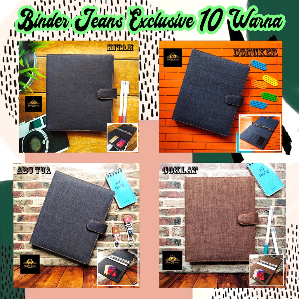Jual Binder Denim Jeans Premium 10 Warna Ukuran A5 20ring Dan B5 26ring ...