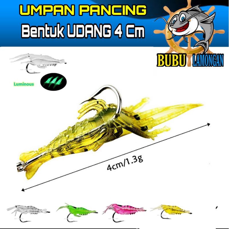Jual Soft Lure Umpan Pancing Udang Tiruan (4cm) Sudah Terpasang Kail ...