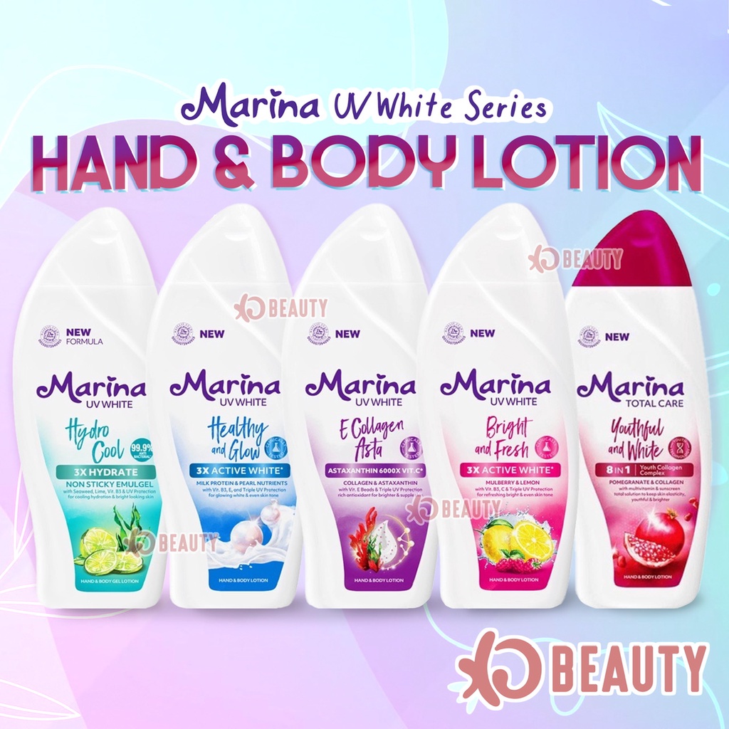 Jual Marina Hand Body Lotion UV White 460ml 185ml 92ml Pelembab Badan ...