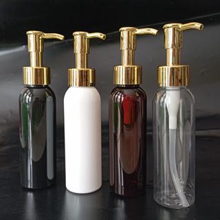 Jual Botol Pump 100ml Tutup Gold Silver / Botol 100ml Tutup Clip Oil SIlver Gold Neck 24 / Botol ...