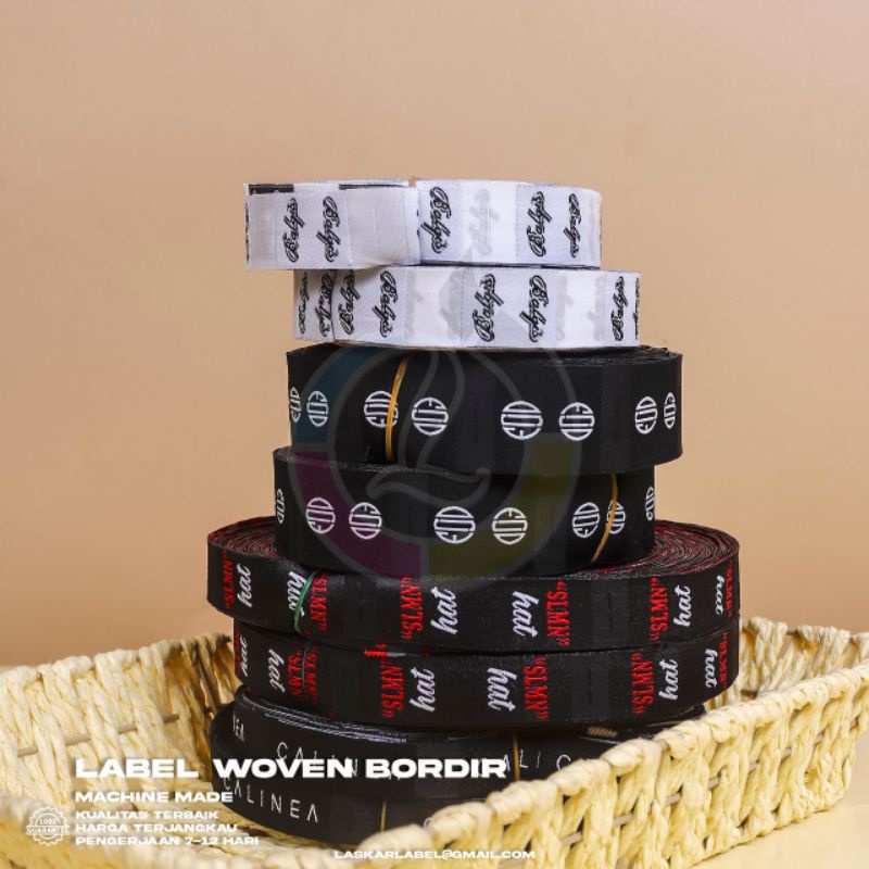 Jual 3x5 woven bordir label nama / label merek / label hijab premium ...