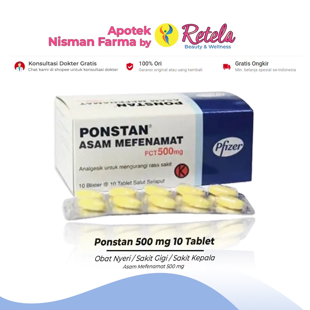 Jual PONSTAN 500MG 1 STRIP 10 TABLET | Shopee Indonesia