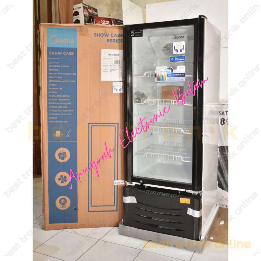 Jual Showcase Midea HS-200SB | Kulkas display kaca minuman HS200SB 200 ...
