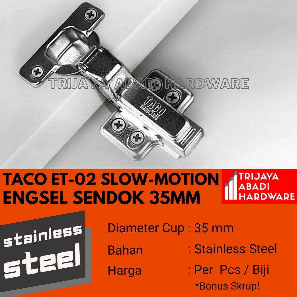 Jual Engsel Sendok ET 02 Slow Motion 35mm Stainless Steel - Taco Hinge ...