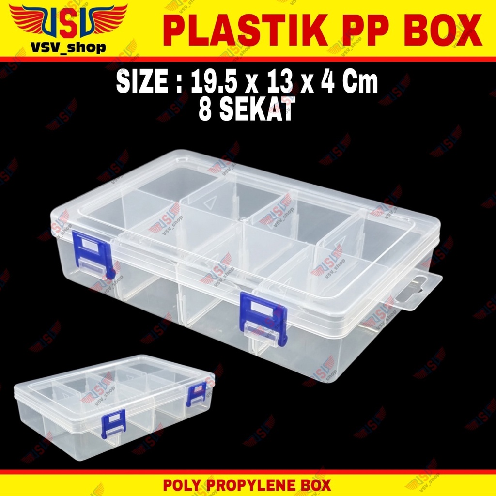 Jual Kotak Plastik 8 Sekat Penyimpanan Box Plastik PP Case Plastic ...