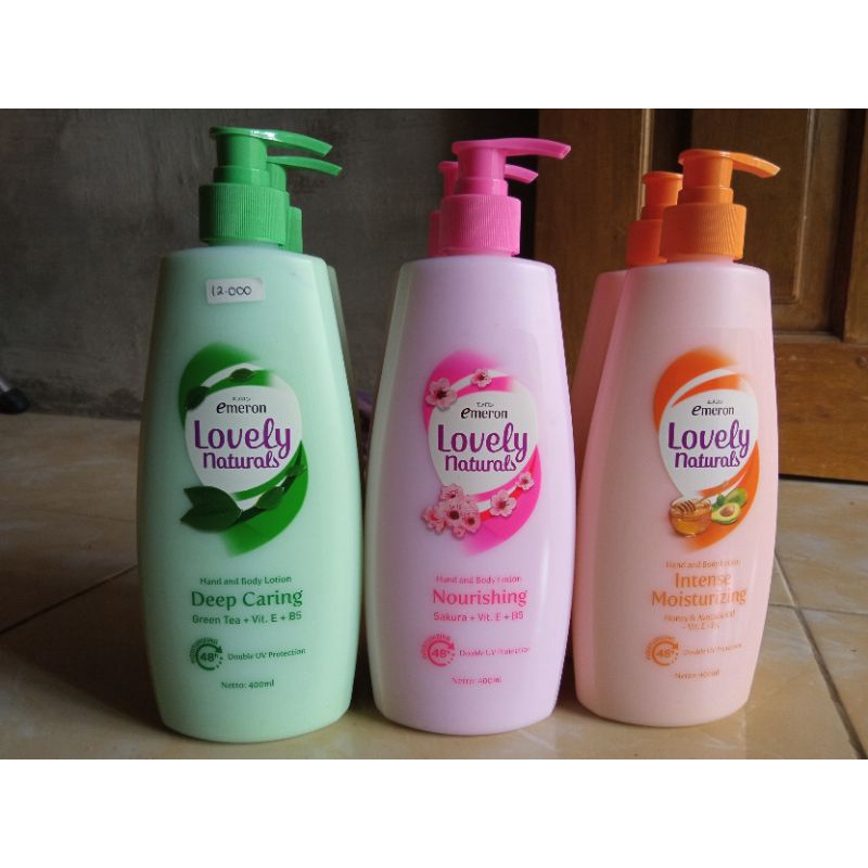 Jual emeron lovely natural hand & body lotion pump 400ml | Shopee Indonesia