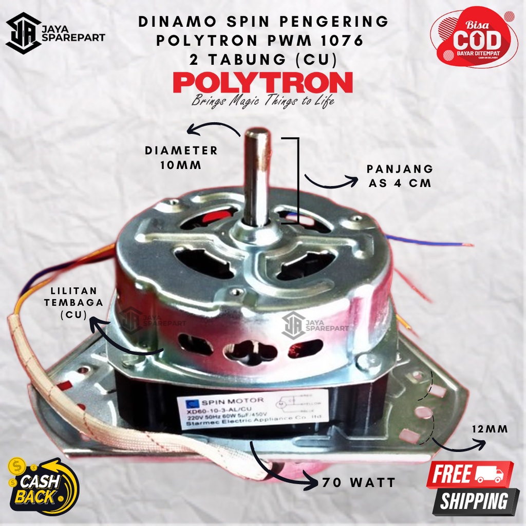 Jual PWM 1076 DINAMO MESIN CUCI POLYTRON MANUAL 2 TABUNG LILITAN ...