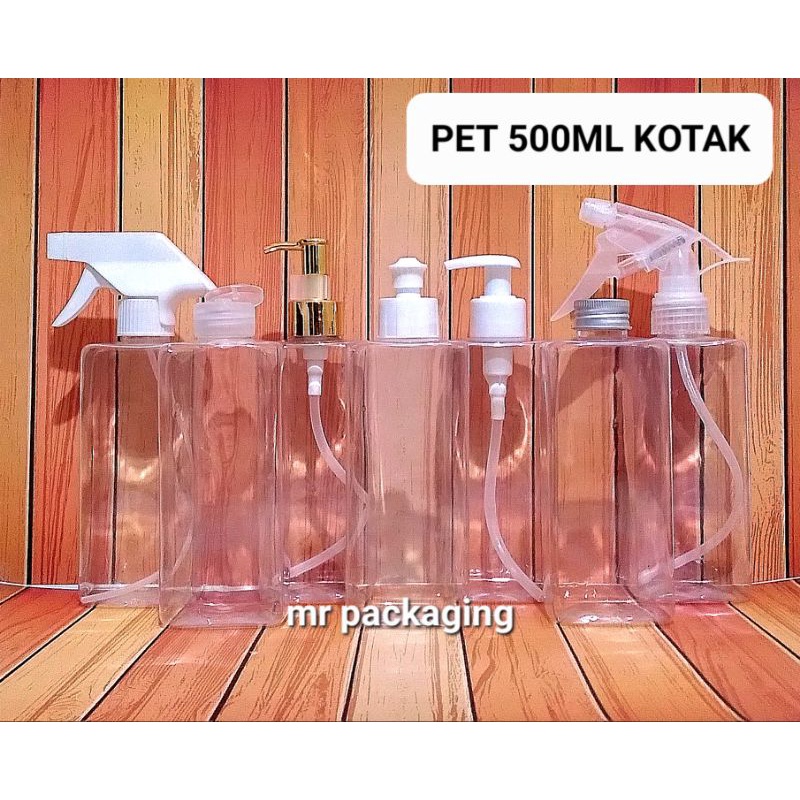 Jual Botol Plastik 500ml KOTAK isi ulang | Botol PET 500 ml reffil | botol pump spray fliptop ...