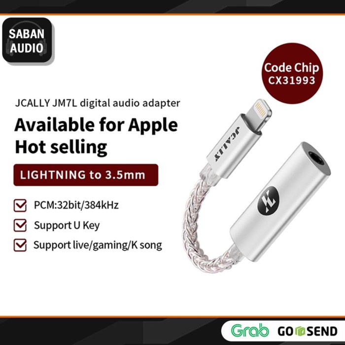 Jual Kabel Jcally Jm7L Hires Cx 31993 Dac Audio Converter Lightning To Jack 3.5Mm | Shopee Indonesia