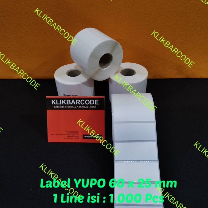 Jual Label Barcode Yupo 60 x 25 1000 pcs stiker kaleng cat besi kabel ...