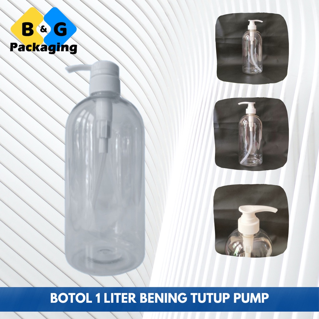 Jual BOTOL 1000ML PUMP BENING NATURAL / BOTOL PUMP 1L CLEAR BENING ...
