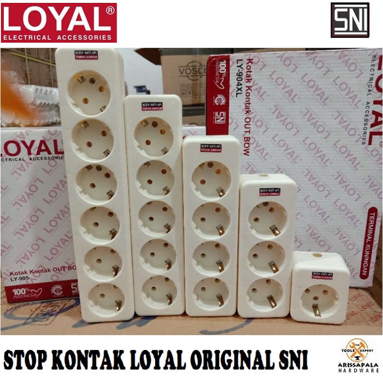 Jual LOYAL Stop Kontak Colokan Terminal Listrik Arde Outbow Kuningan SNI 1-5 Lubang | Shopee ...