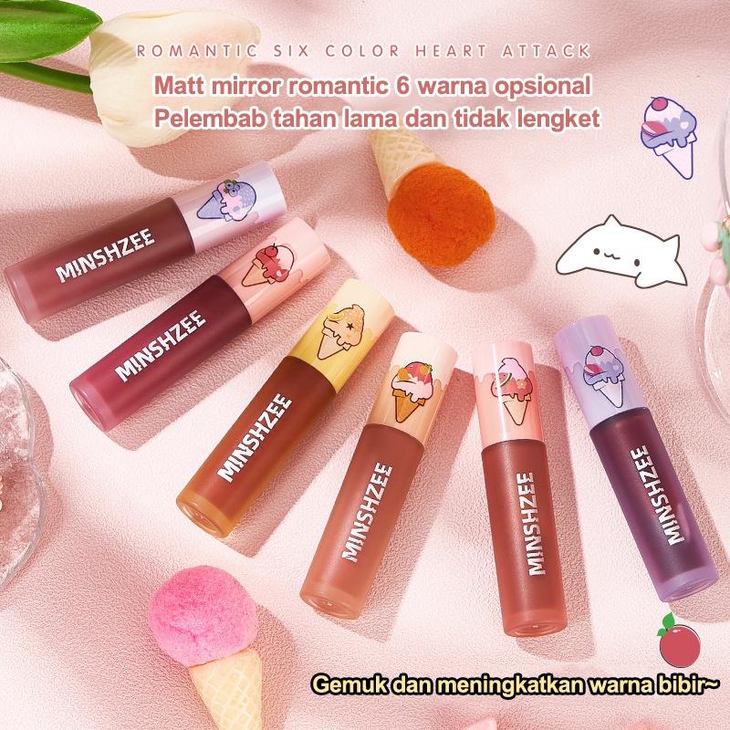 Jual 【Box 3PCS】MINSHZEE Lip Glaze Lasting Matte Waterproff Soft ...