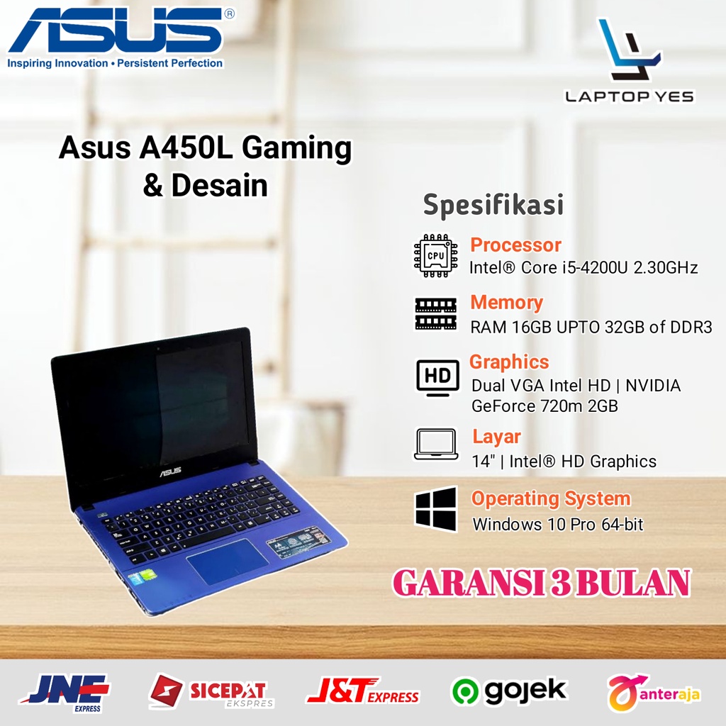 Jual Laptop Asus A450L Gaming dan Desain Dual VGA Core i5 RAM 4 GB ...