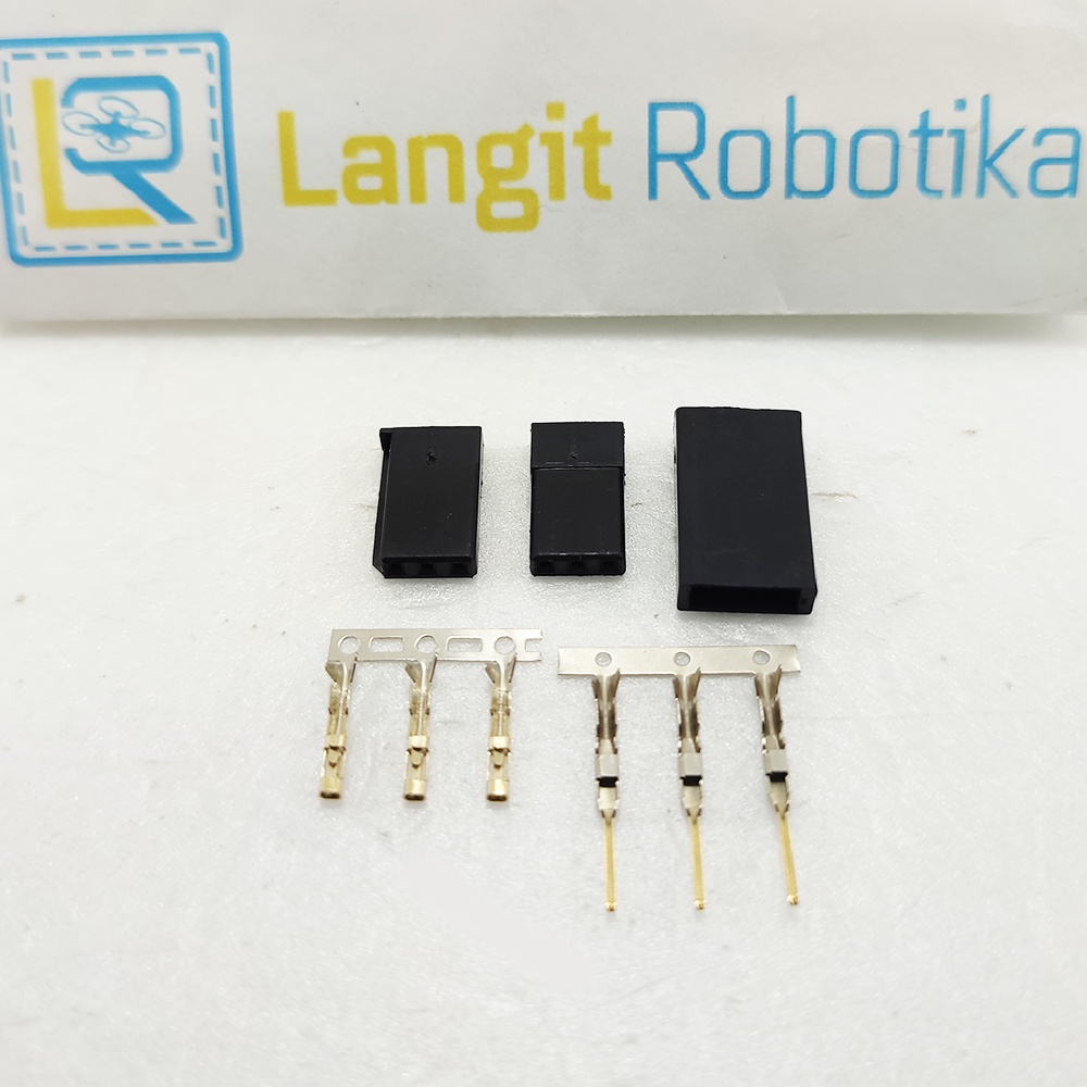 Jual 1 set Black Housing Dupont 3 Pin Konektor Servo 3Pin 3P Gold ...